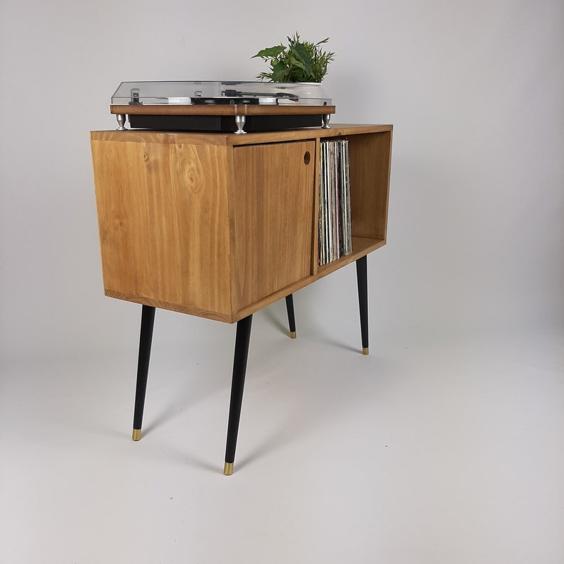 Oak Sideboard Solid Wood Sideboard Vinyl Record Storage - Etsy