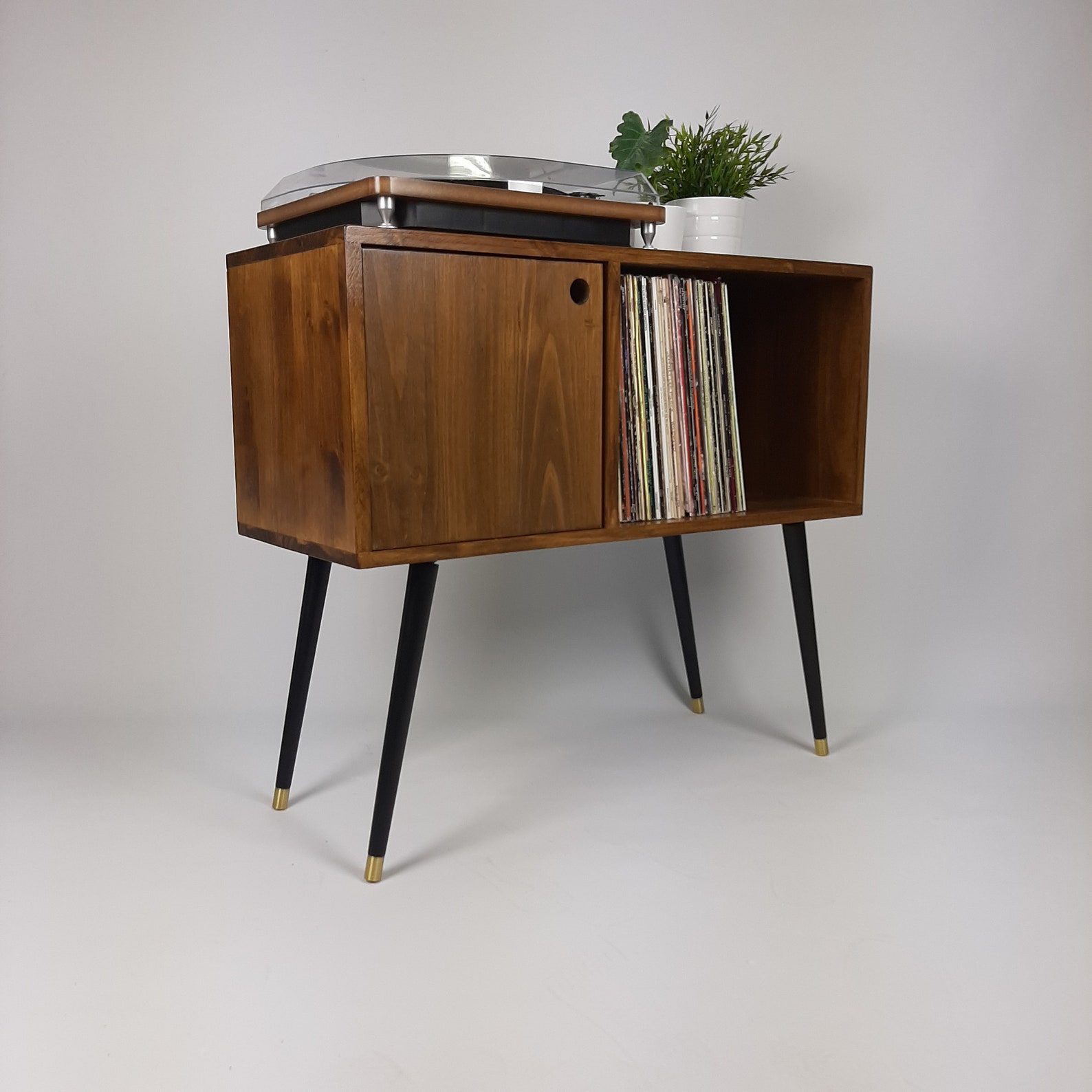 Vinyl Record Storage Console Table Mid Century Modern - Etsy