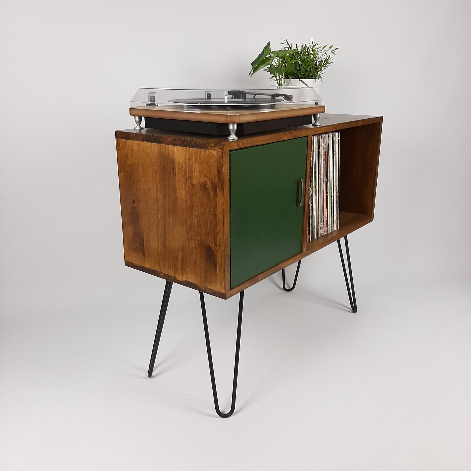 Vinyl Record Storage | Walnut Sideboard With Black Hairpin Legs ...