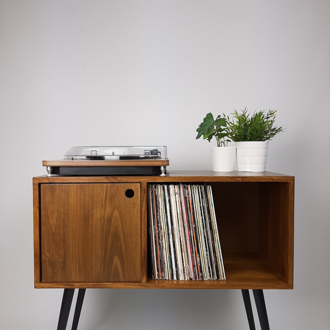 Vinyl Record Storage Console Table Mid Century Modern - Etsy UK