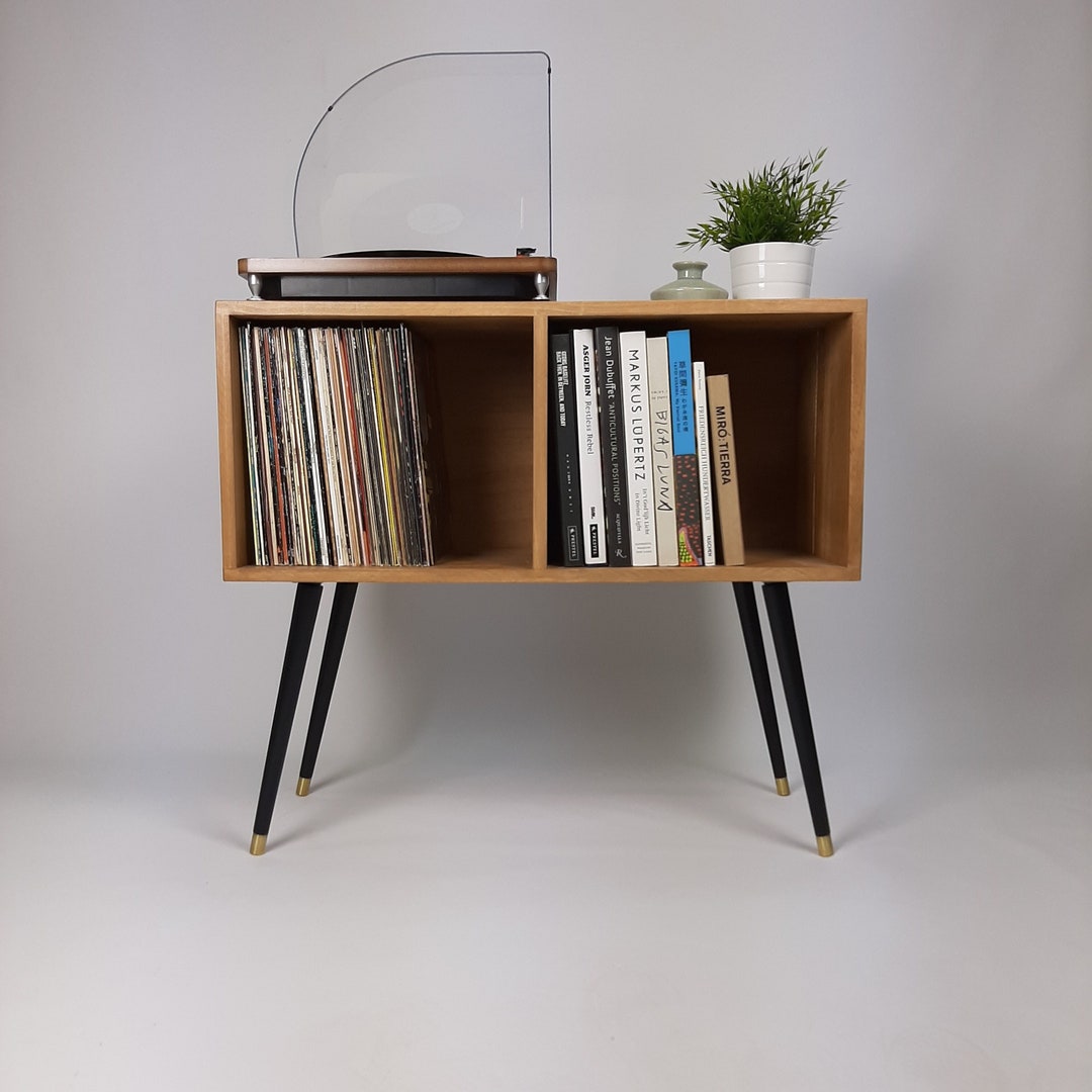 Oak Sideboard W/ Black Mid Century Legs | Classic Style | Vinyl Record ...