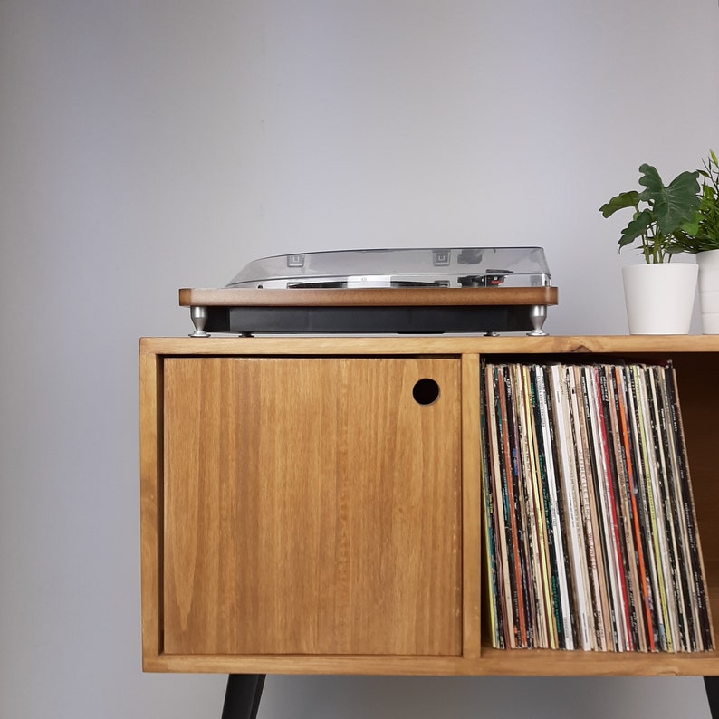 Oak Sideboard Solid Wood Sideboard Vinyl Record Storage - Etsy