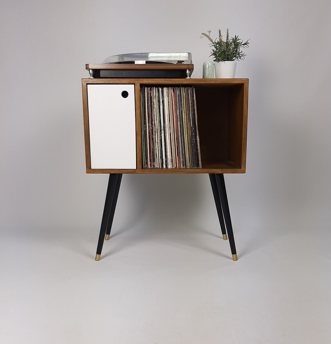 Compact Walnut Sideboard Minimalist Media Console Vinyl - Etsy