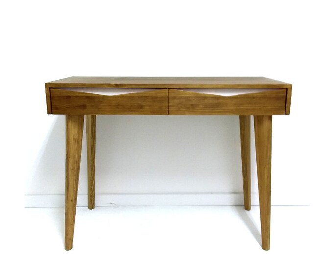 Mid Century Modern Desk, Solid Wood Desk, Media Console, TV Stand ...