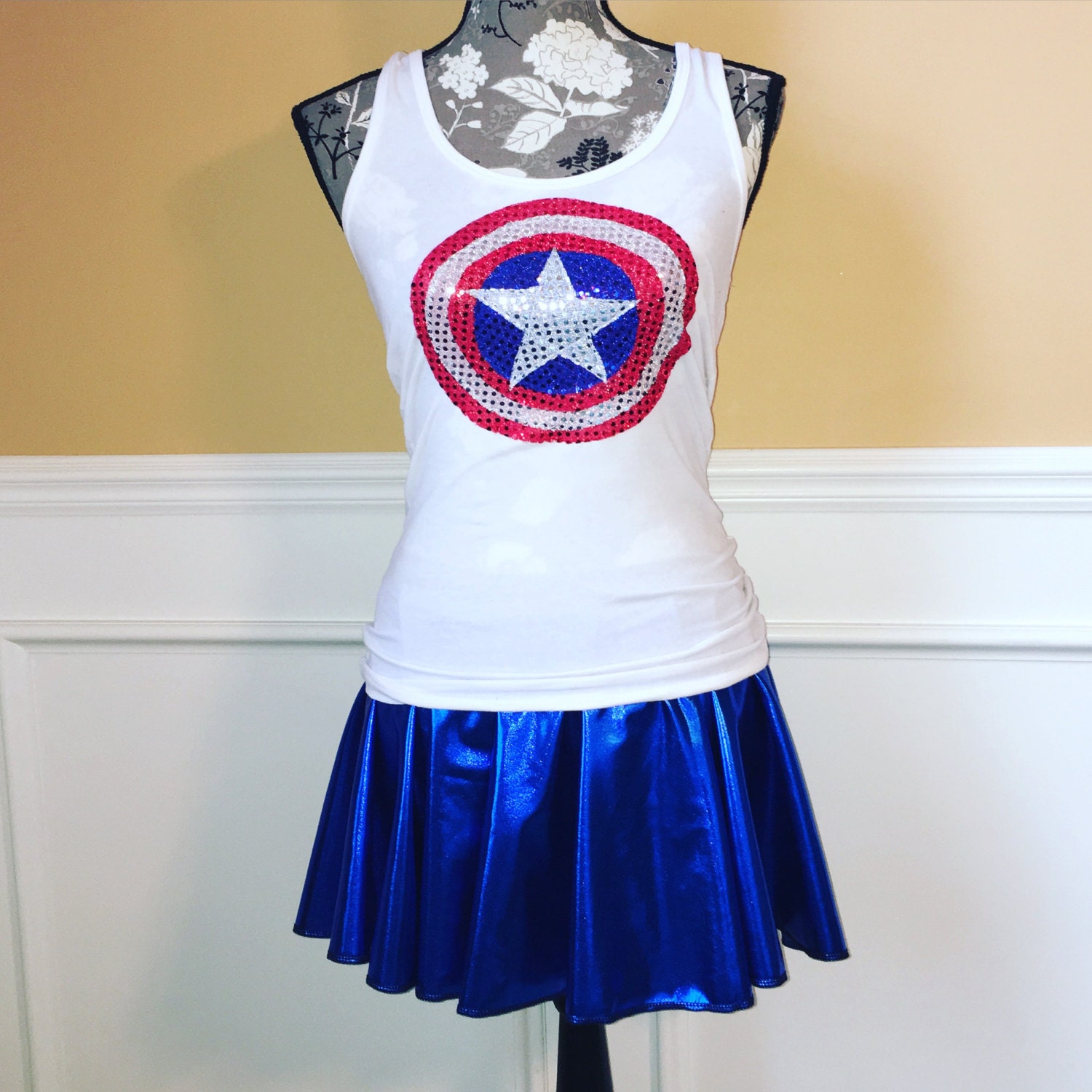 Captain USA Superhero Inspired Running Outfit Costume Performance ...