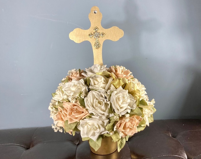 CROSS CENTERPIECE, Christening Centerpiece, Baptism Centerpiece ...
