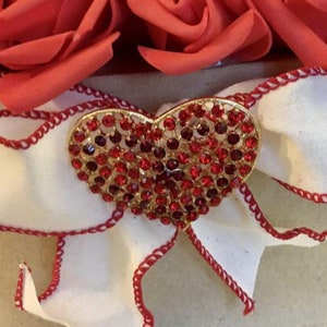RHINESTONE HEART PIN, Rhinestone Heart Charm, Rhinestone Heart Brooch ...