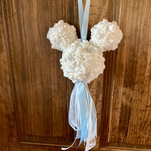 MICKEY FLOWER BOUQUET, Mickey Church Pew Bow, Fairytale Wedding Decor ...