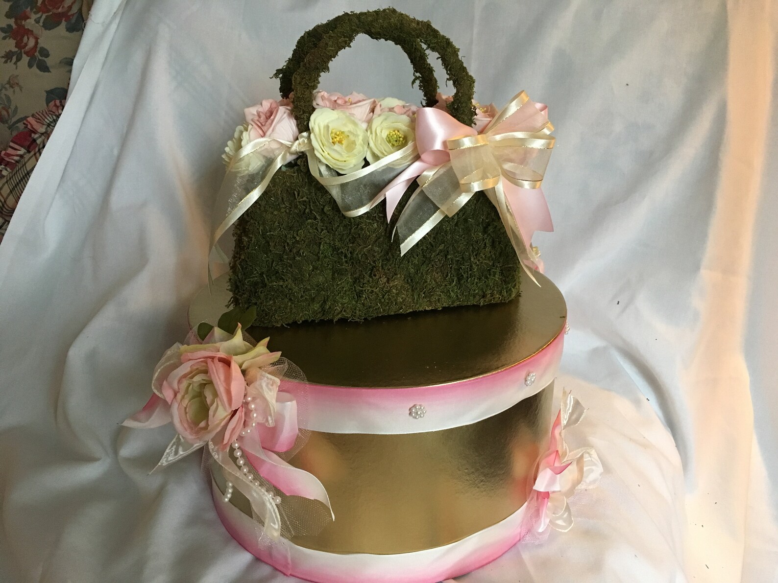 MOSS PURSE CENTERPIECE, Garden Party Decor, Tea Party Decor, Ladies ...