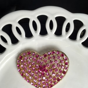 RHINESTONE HEART PIN, Rhinestone Heart Charm, Rhinestone Heart Brooch ...