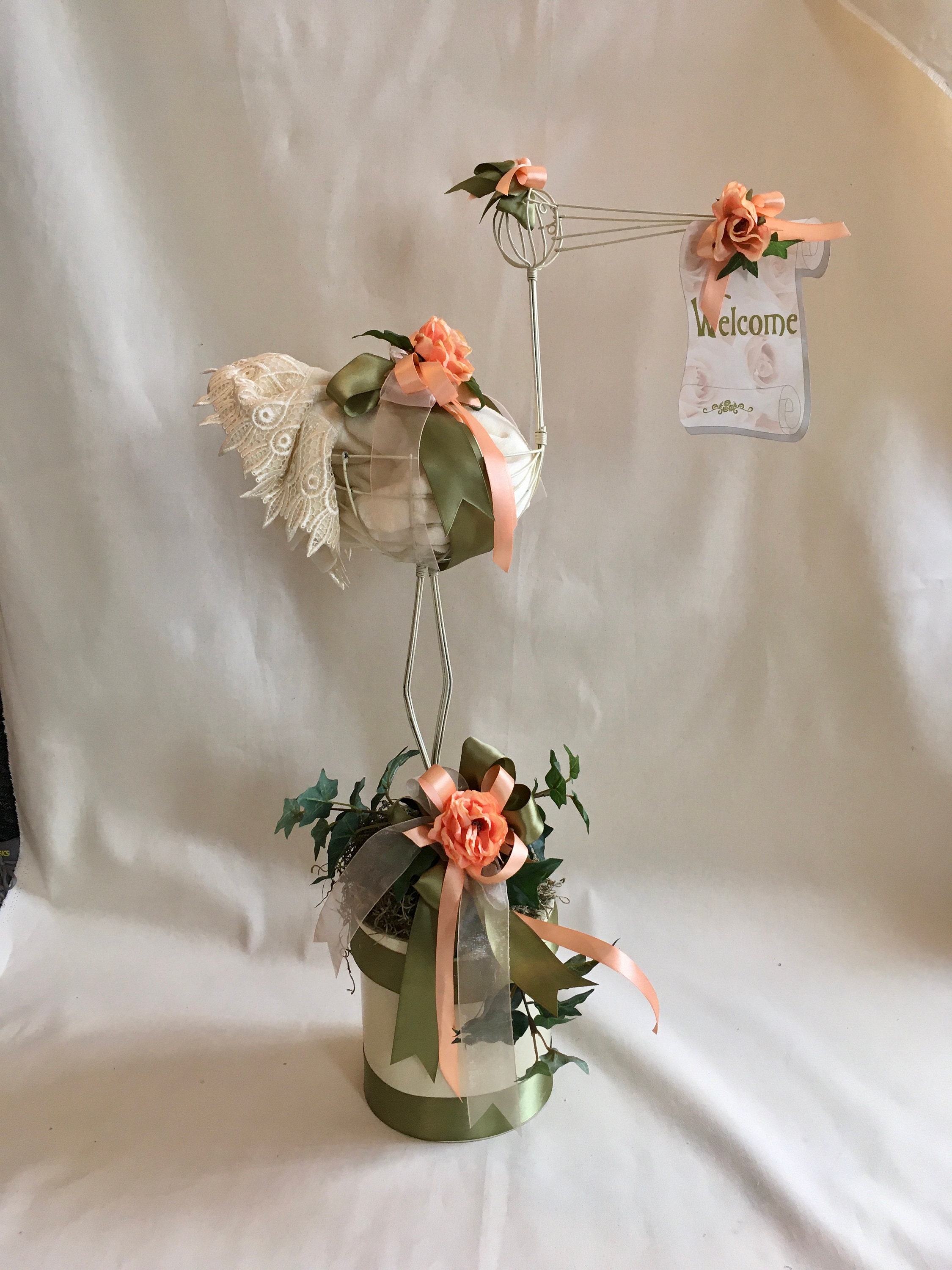 STORK CENTERPIECE, Welcome Baby Centerpiece, Baby Shower Centerpiece ...