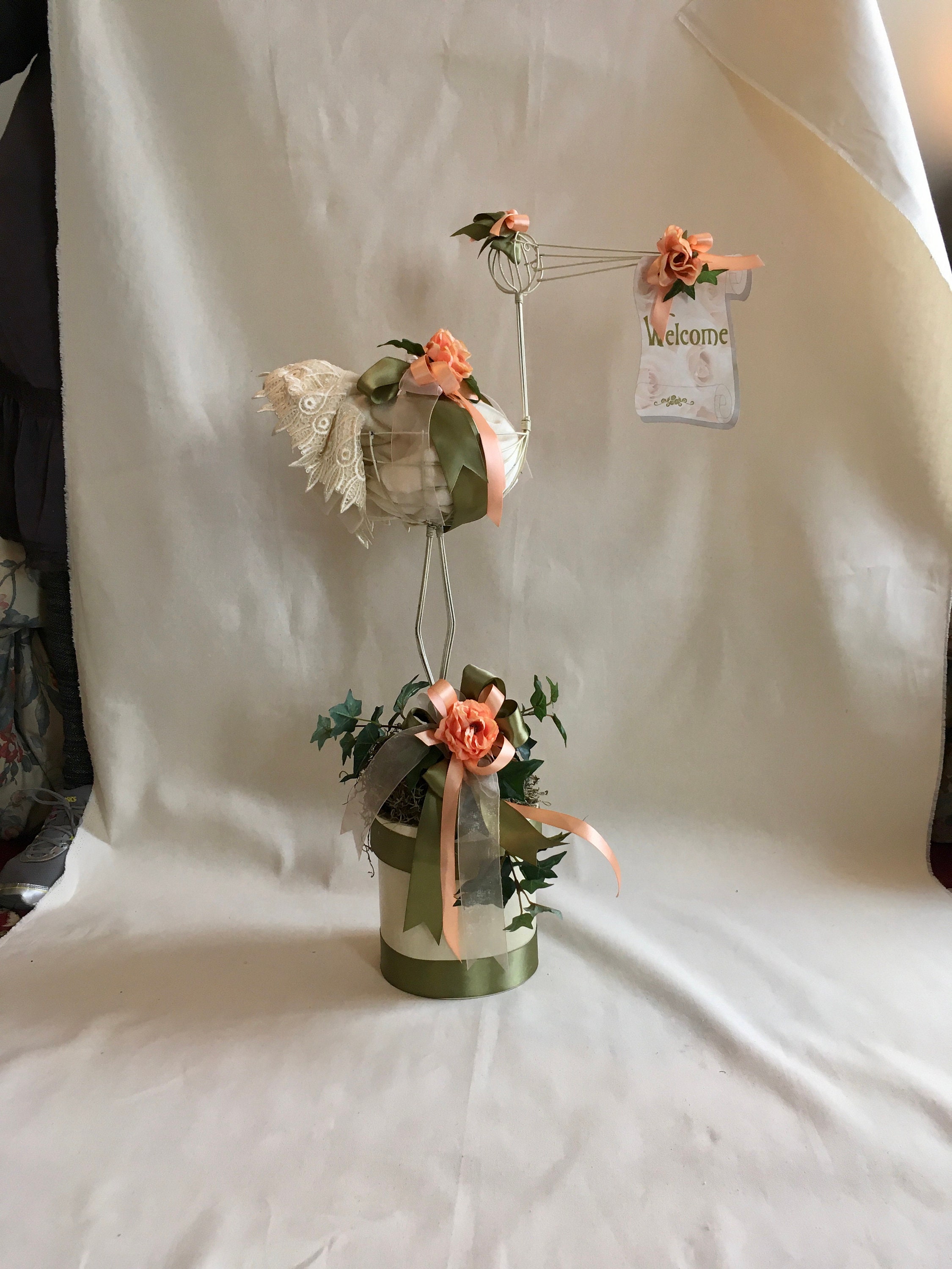 STORK CENTERPIECE, Welcome Baby Centerpiece, Baby Shower Centerpiece ...