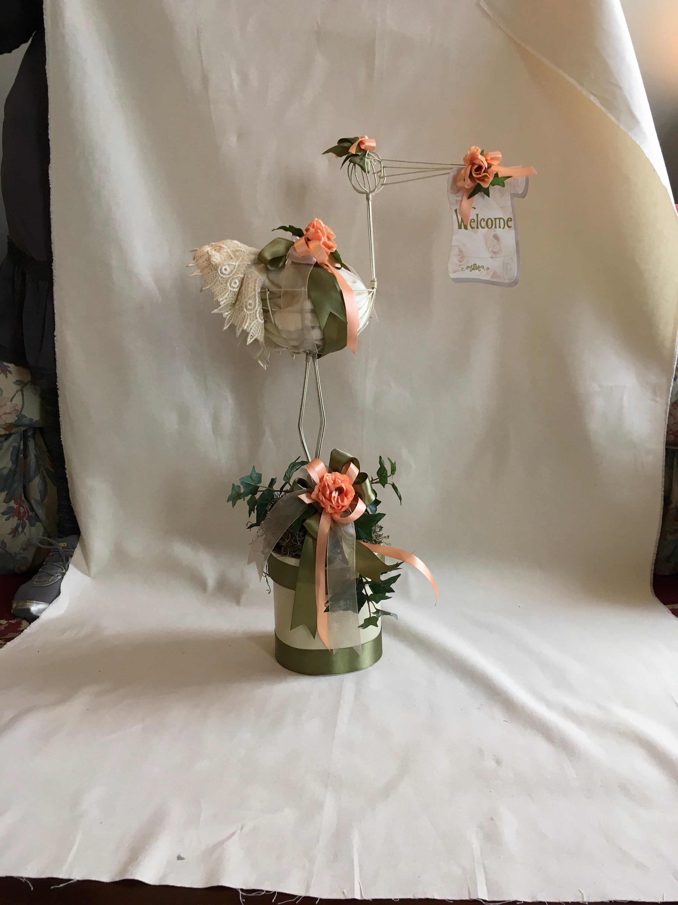STORK CENTERPIECE, Welcome Baby Centerpiece, Baby Shower Centerpiece ...