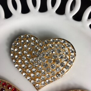 RHINESTONE HEART PIN, Rhinestone Heart Charm, Rhinestone Heart Brooch ...