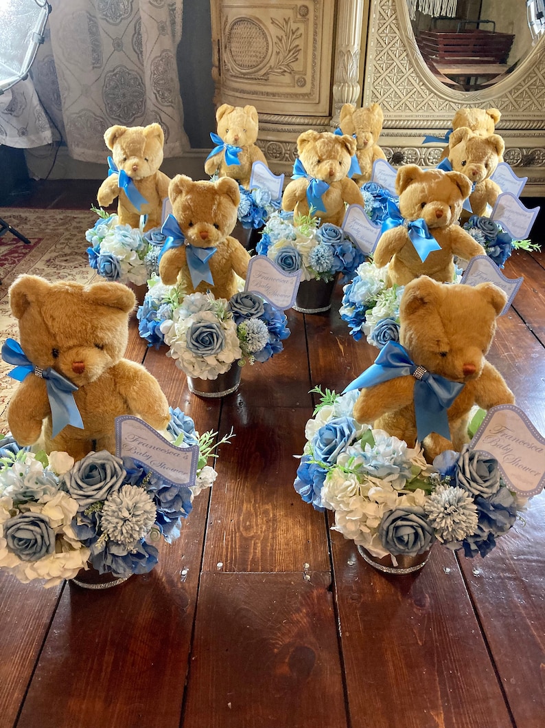 TEDDY BEAR CENTERPIECE, Baby Boy Shower, Baby Shower Centerpiece, Baby ...