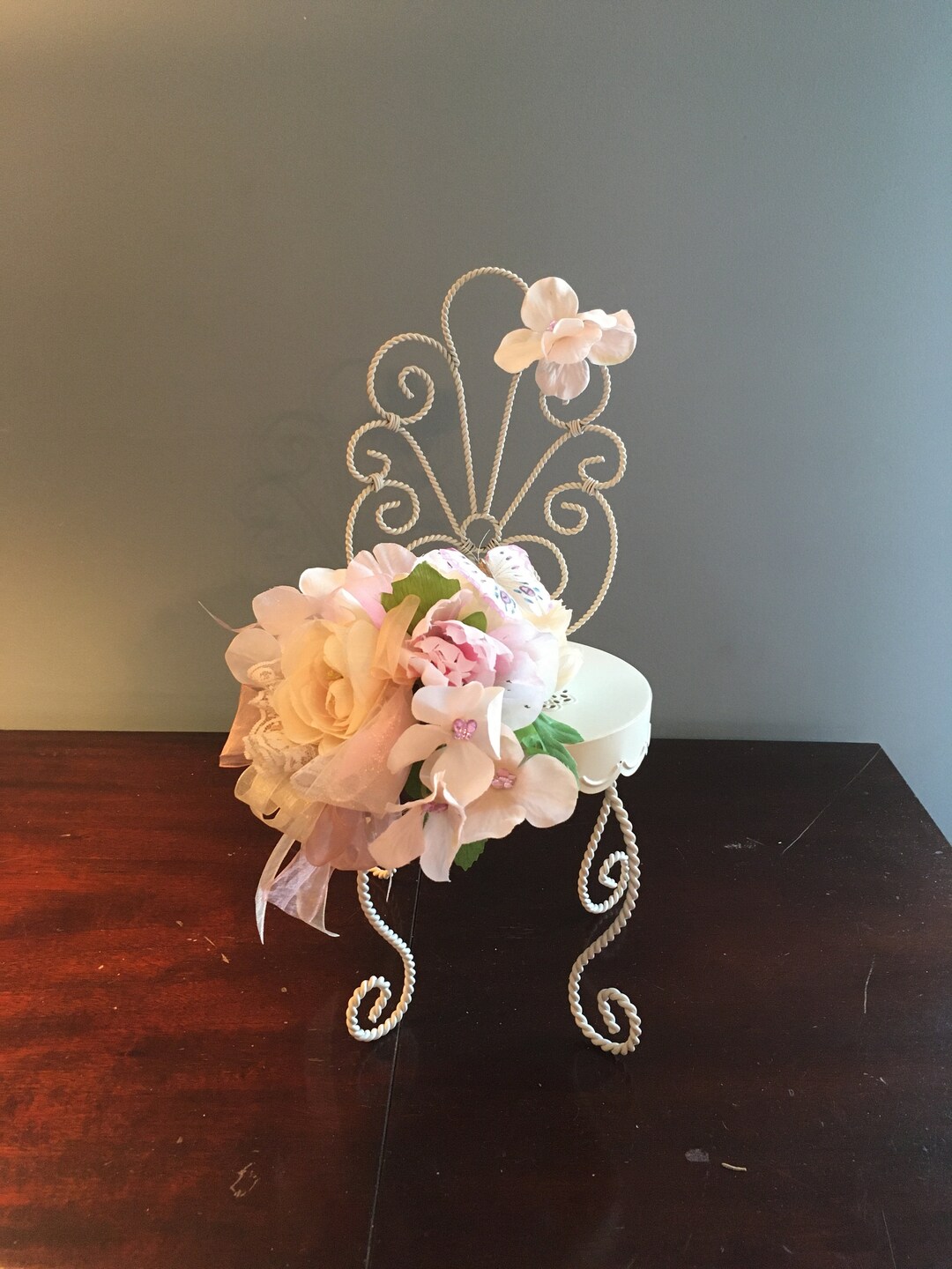 WIRE CHAIR CENTERPIECE, Garden Party Centerpiece, Tea Party Centerpiece ...