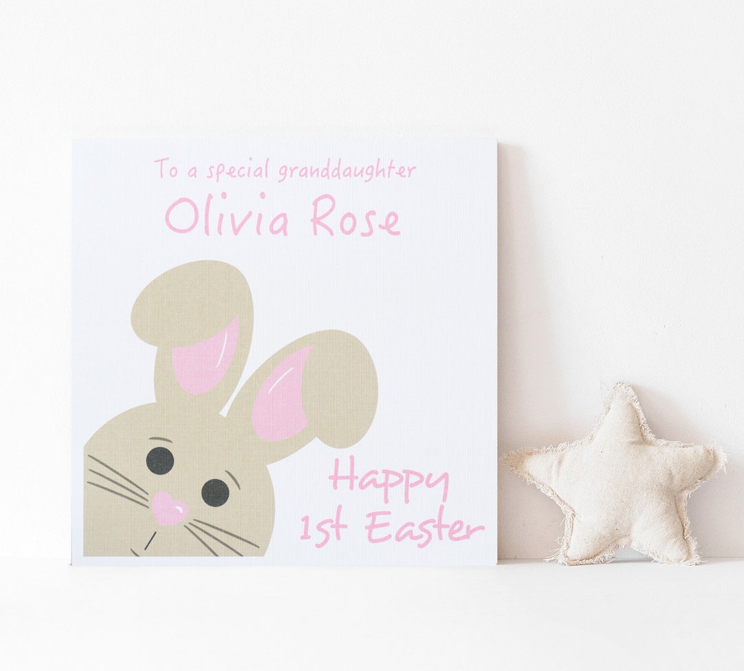 Baby's 1st Easter Card | Personalised Cute Bunny for Girls | First ...