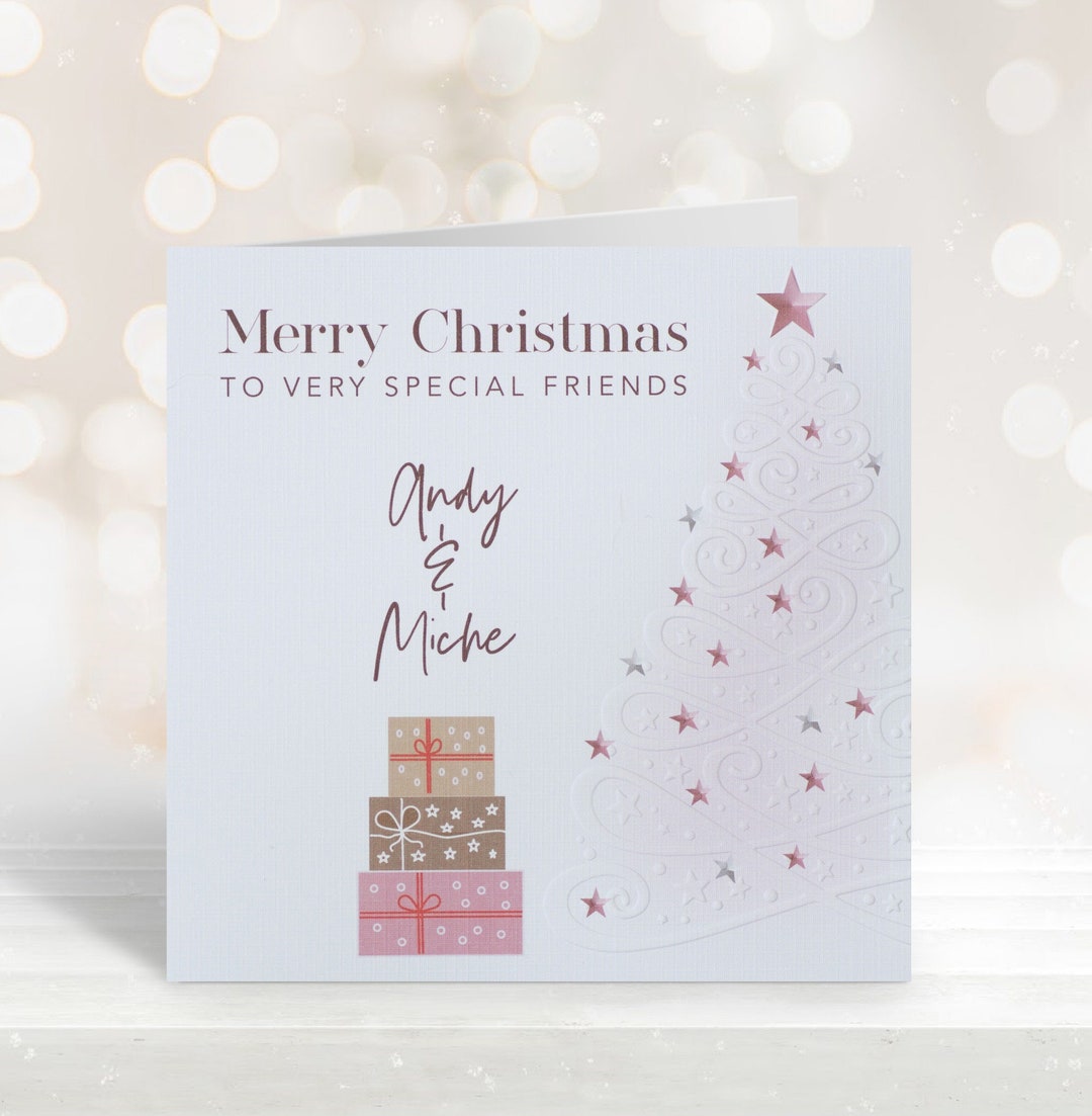 Handmade Christmas Card for Friends Personalised, Elegant Embossed ...