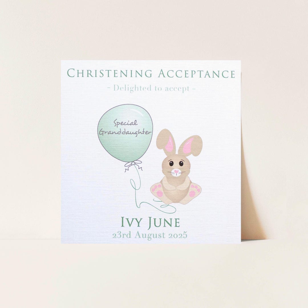 Christening Acceptance Card for Girls and Boys | Personalised ...