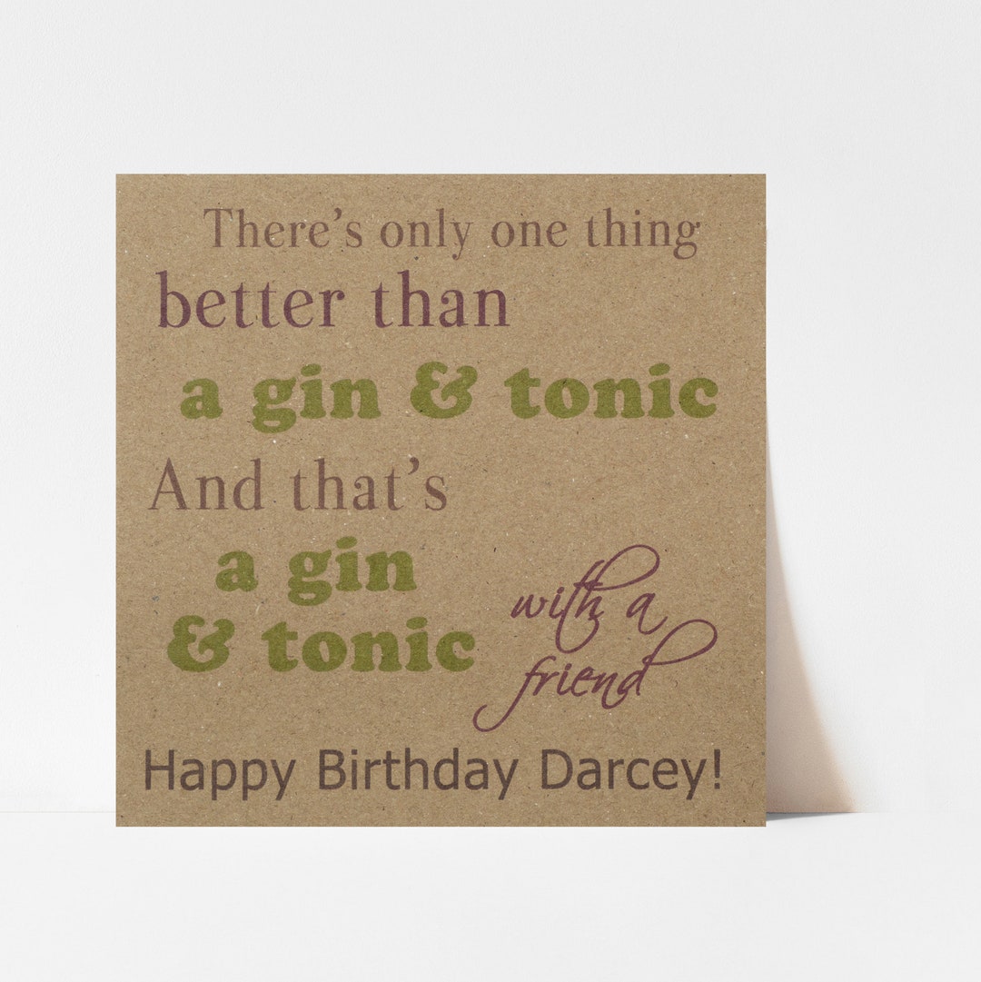 Gin Birthday Card | Personalised for a Friend, Best Friend or Special ...