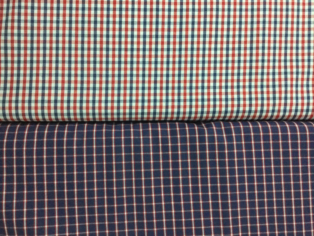 Red, White, and Blue Check Fabric - Etsy
