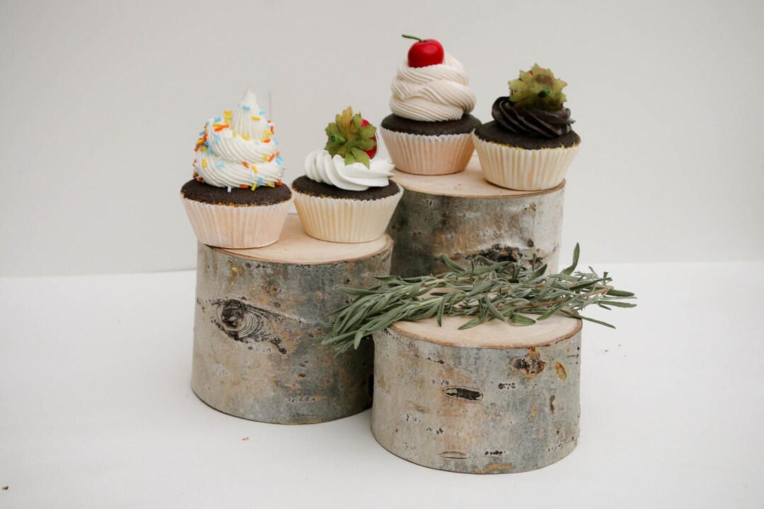 Set of 3 Wood Risers, Reclaimed Risers, Log Risers, Aspen Risers, Table ...