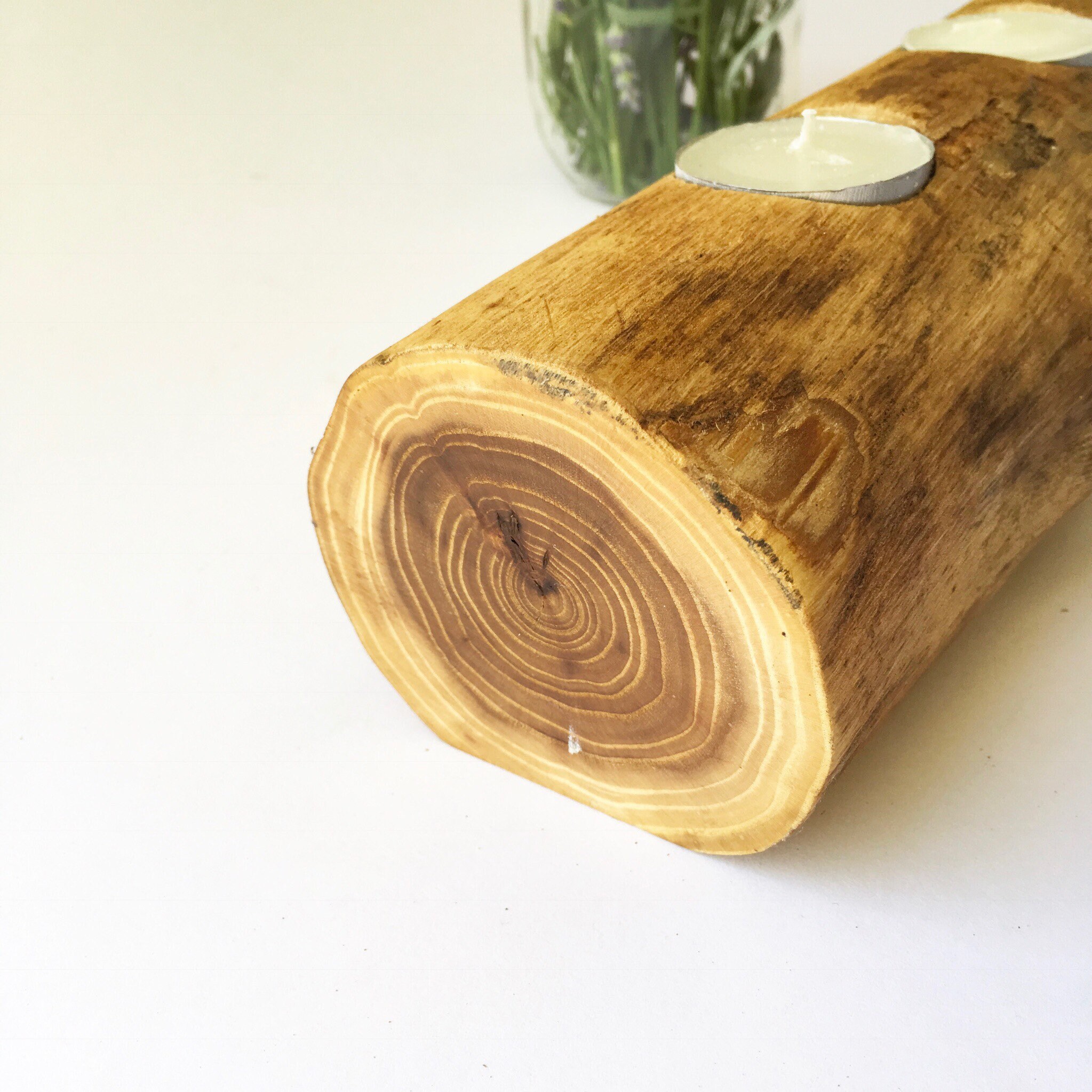 Barkless Log Tea Light Candle Holder Reclaimed Aspen Rustic | Etsy