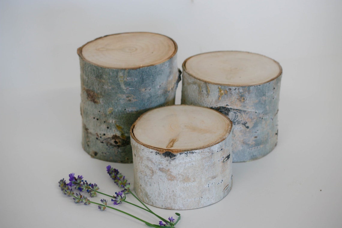 Set of 3 Wood Risers, Reclaimed Risers, Log Risers, Aspen Risers, Table ...