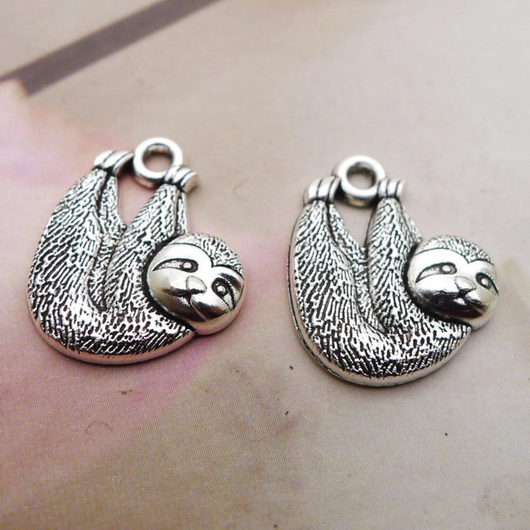15PCS or 40PCS, Antique Silver Tone SLOTH Charm Pendant, Sloth Animal ...
