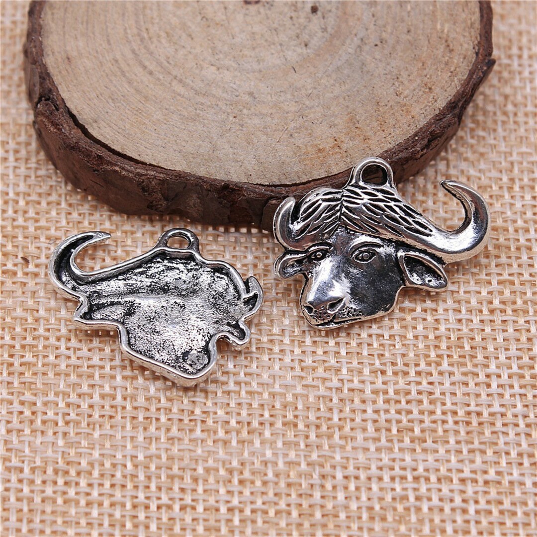 8 or 20PCS Bulk Sale, Antique Silver Tone Bull Charm Pendant, DIY ...