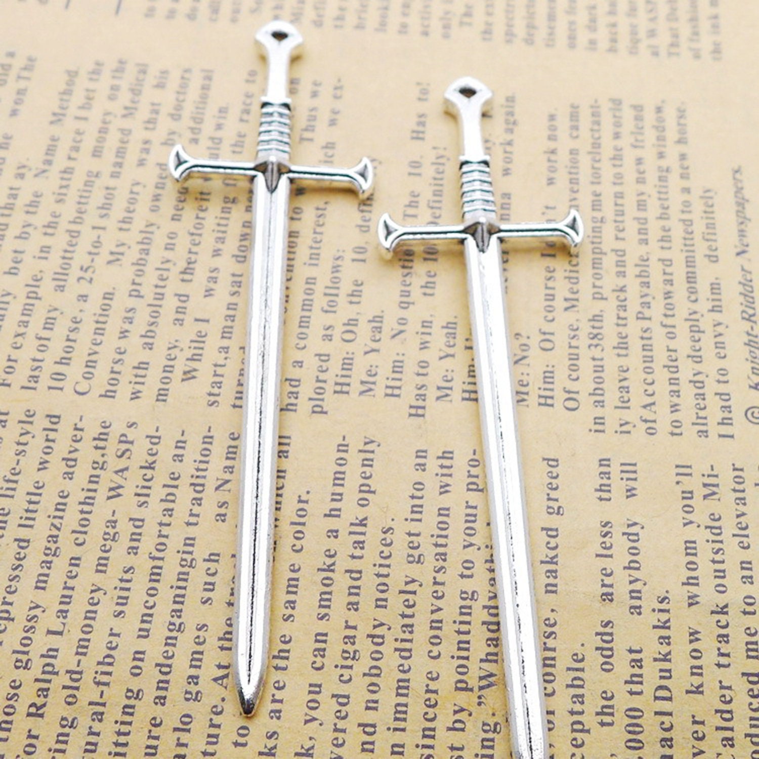 6/15PCS Antique Silver Tone Large 3D Sword Charm Pendant 6/15PCS Antique Silver Tone Large 3D Sword Charm Pendant