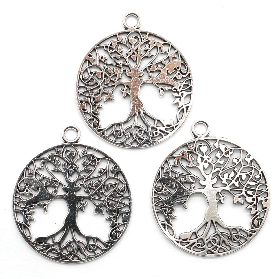 6 or 15PCS, Antique Silver TREE of LIFE Filigree Charm Pendant, Large ...