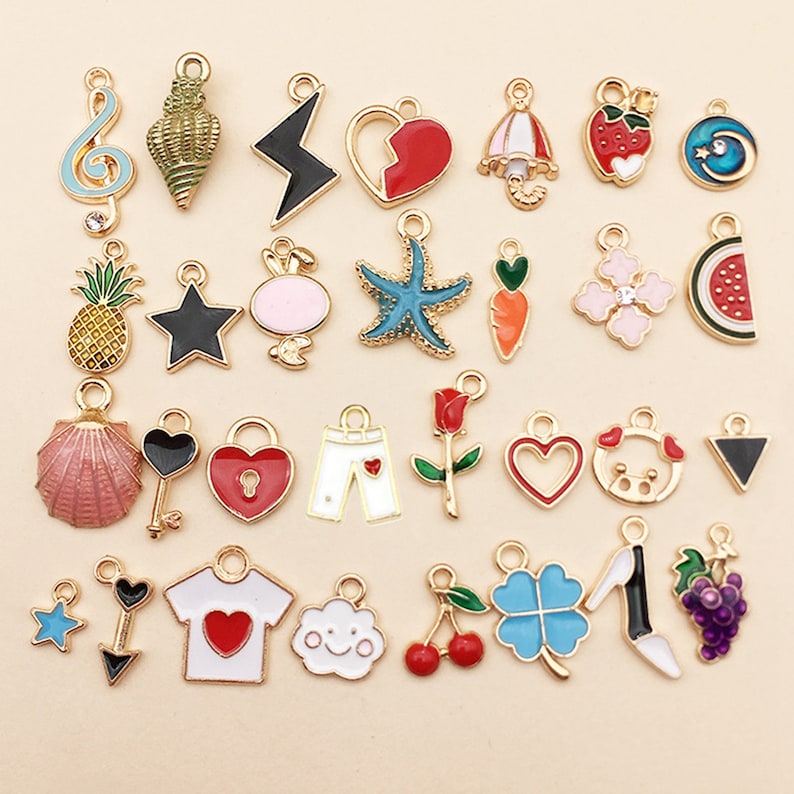 Clearance 30PCS Different Colorful Alloy Charm Pendant - Etsy