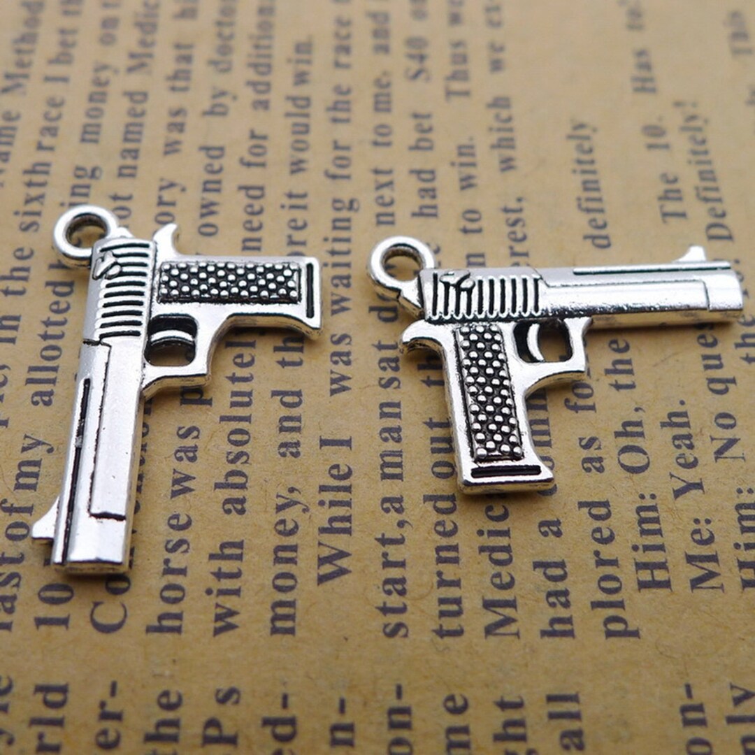 15PCS, Antique Silver Tone 3D Gun, Handgun, Pistol Charm Pendant ...