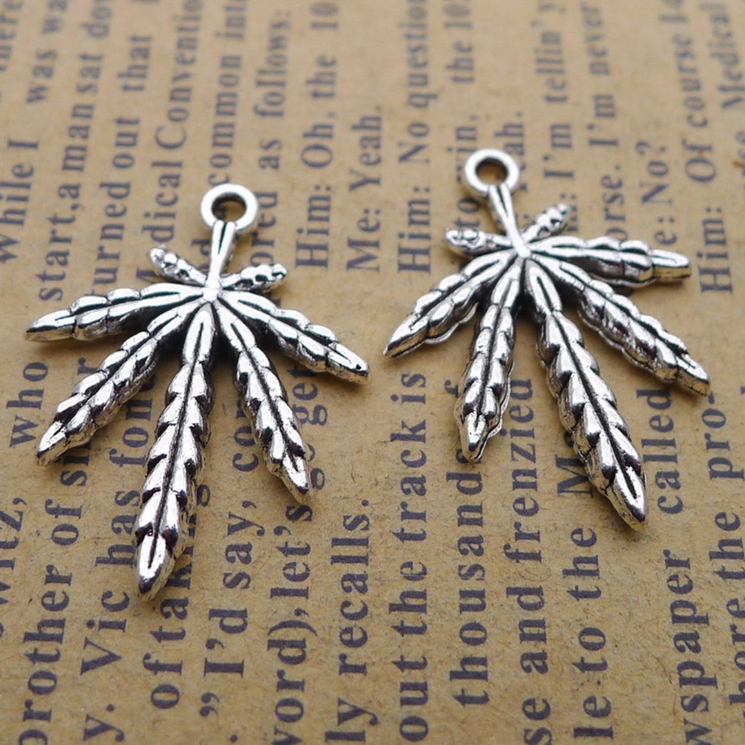 20 or 50PCS Antique Silver Cannabis Charm Pendant Marijuana - Etsy