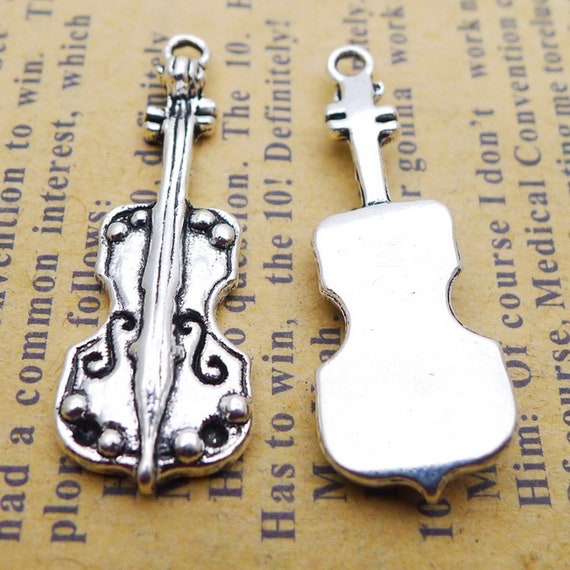 10 or 25PCS Antique Silver Tone 3D Violin Charm Pendant | Etsy