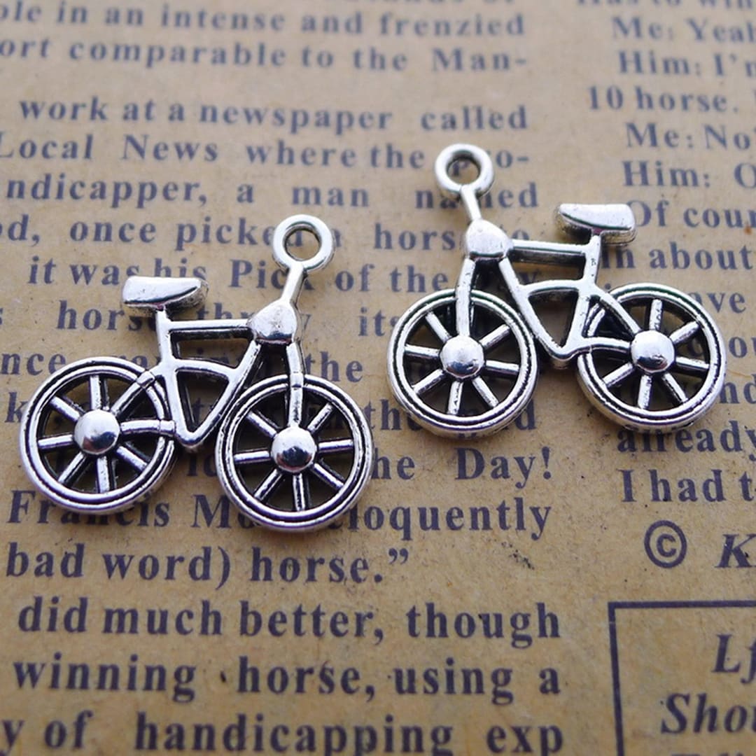 12 or 30PCS, Antique Silver BIKE BICYCLE 2 Sided Charm Pendant ...