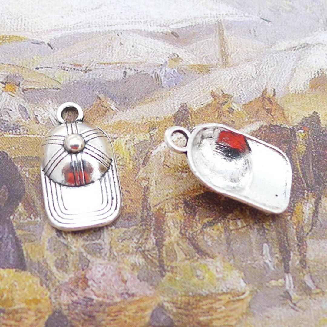20 or 50PCS, Antique Silver BASEBALL CAP Charm Pendant, Baseball Hat ...