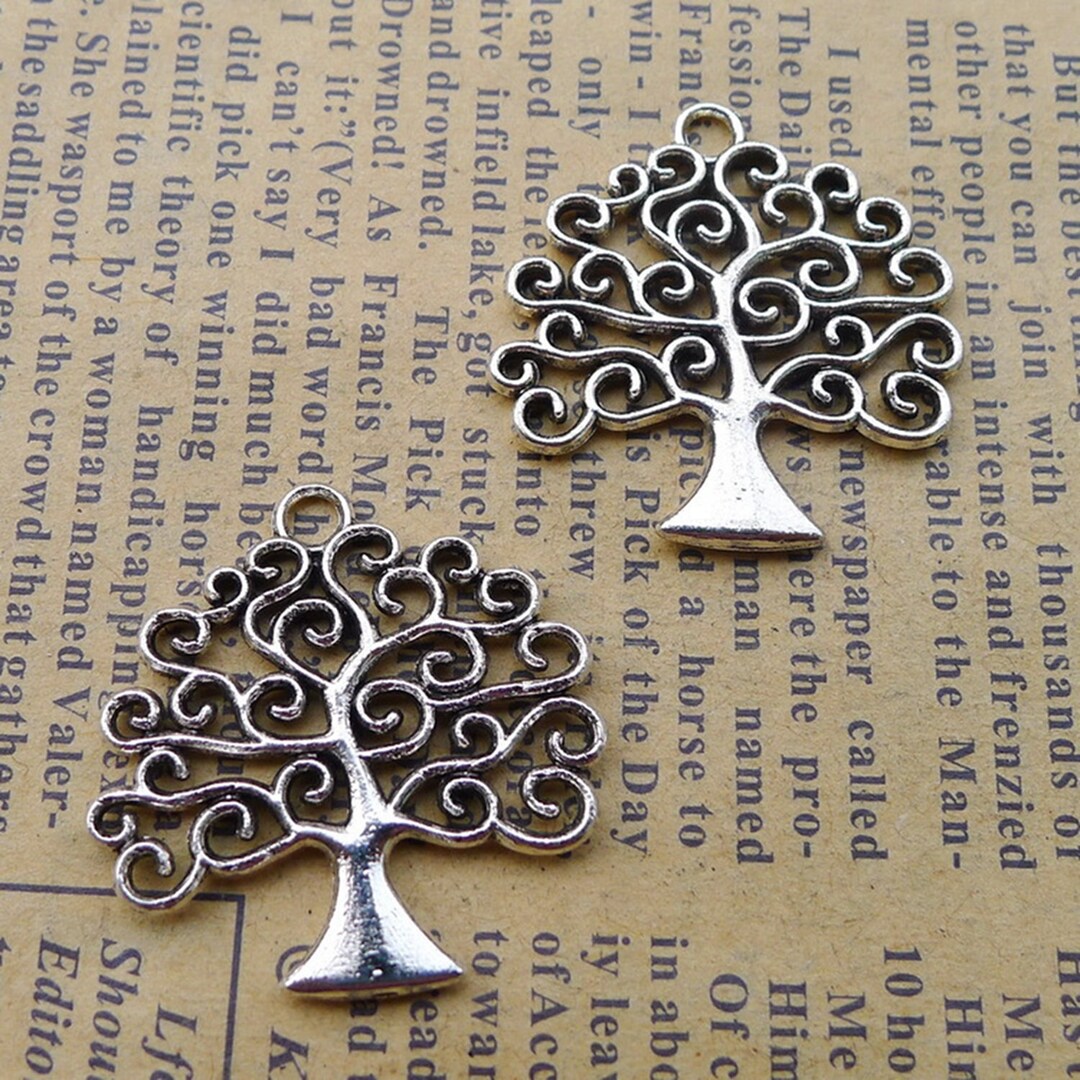 15 or 40PCS, Antique Silver TREE of Life Charm Pendant, 2 Sided ...