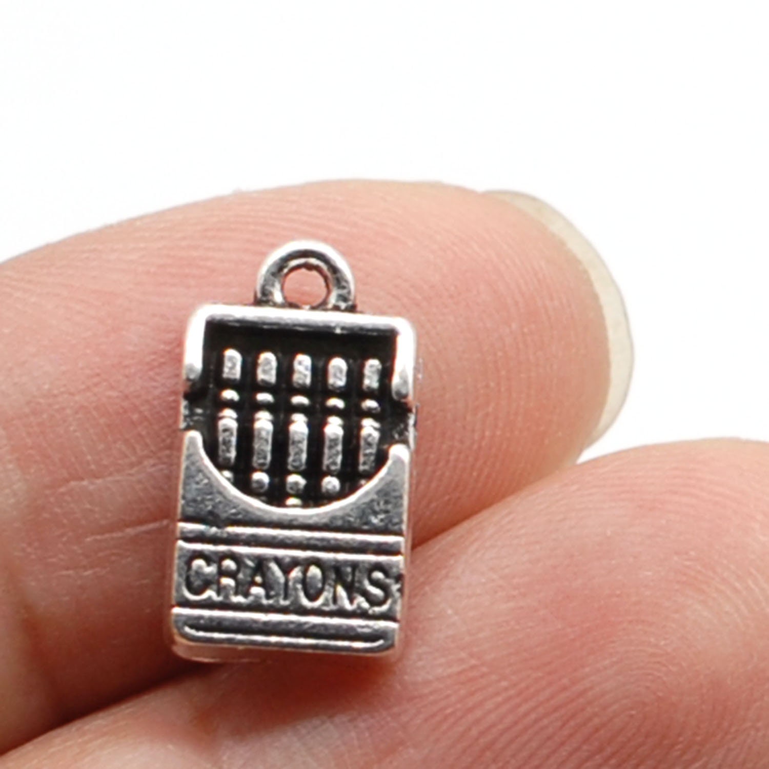 12 or 30PCS Antique Silver Tone Crayon Box Charm Pendant, 3D 12 or 30PCS Antique Silver Tone Crayon Box Charm Pendant, 3D