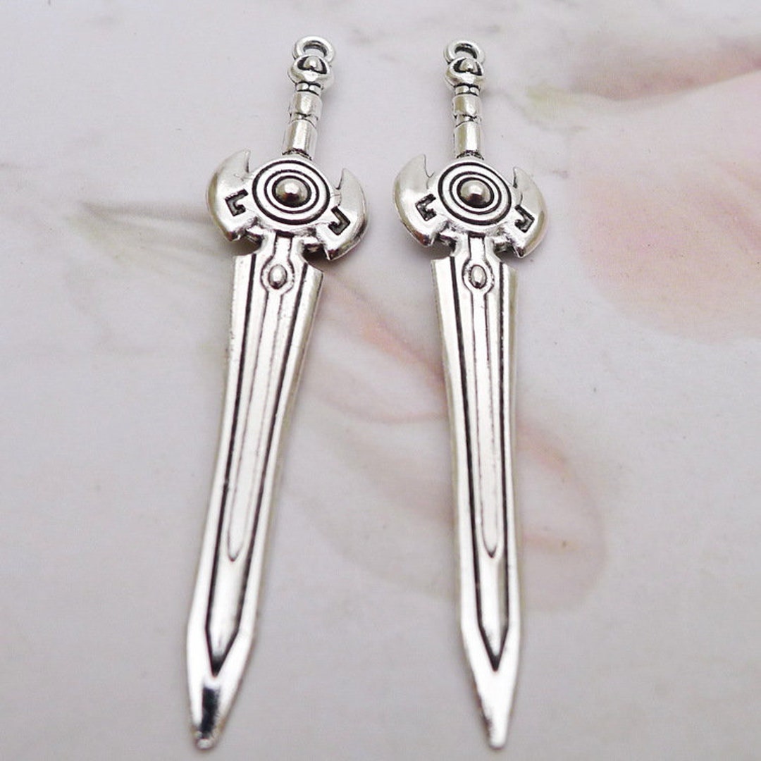 10 or 25PCS, Antique Silver 3D Sword Charm Pendant, Silver Sword Charm ...