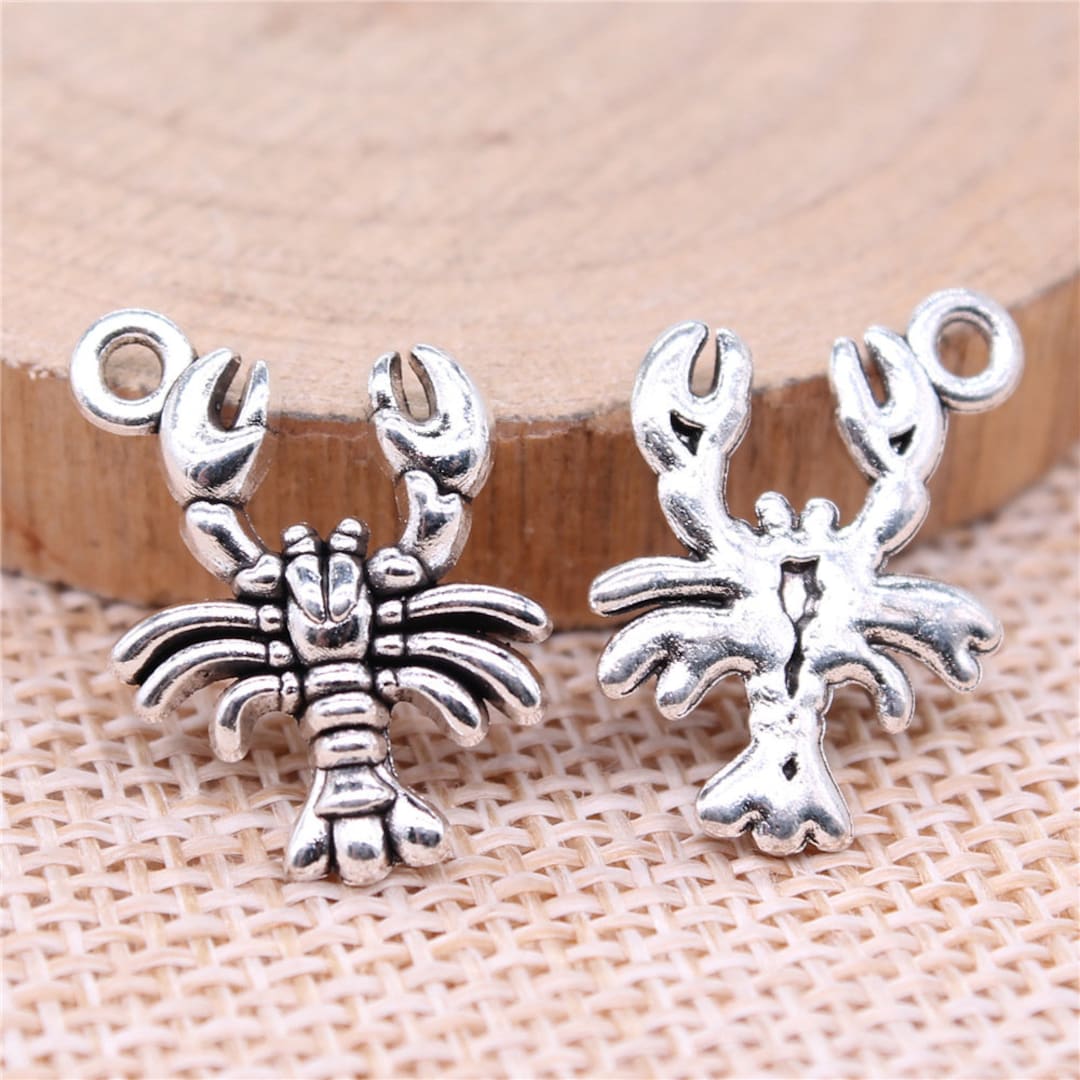 8 or 20PCS Antique Silver Tone Crawfish, Crayfish, Crawdad Charm ...