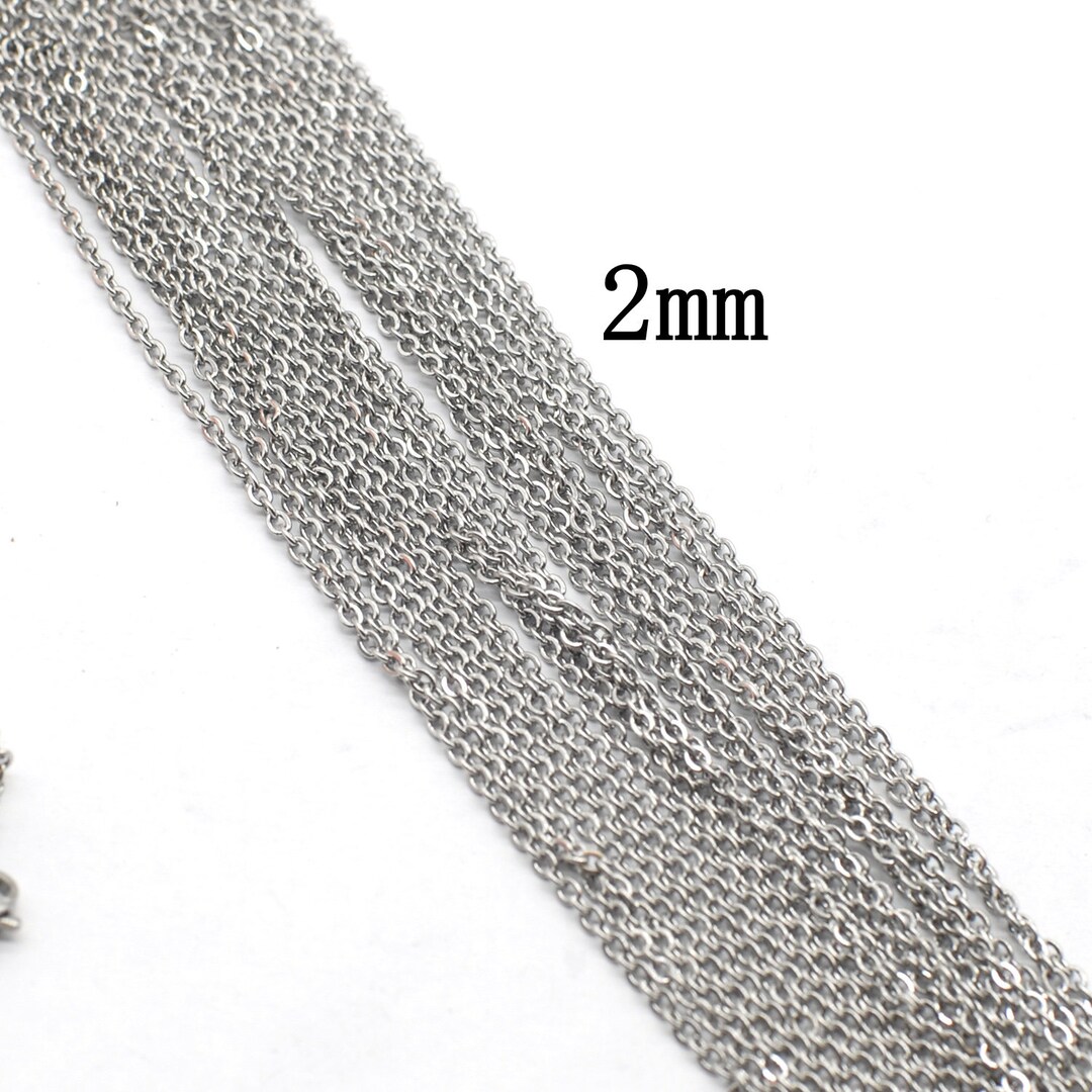 9PCS Stainless Steel Flat Cable Necklace Chain With Lobster Clasp ...