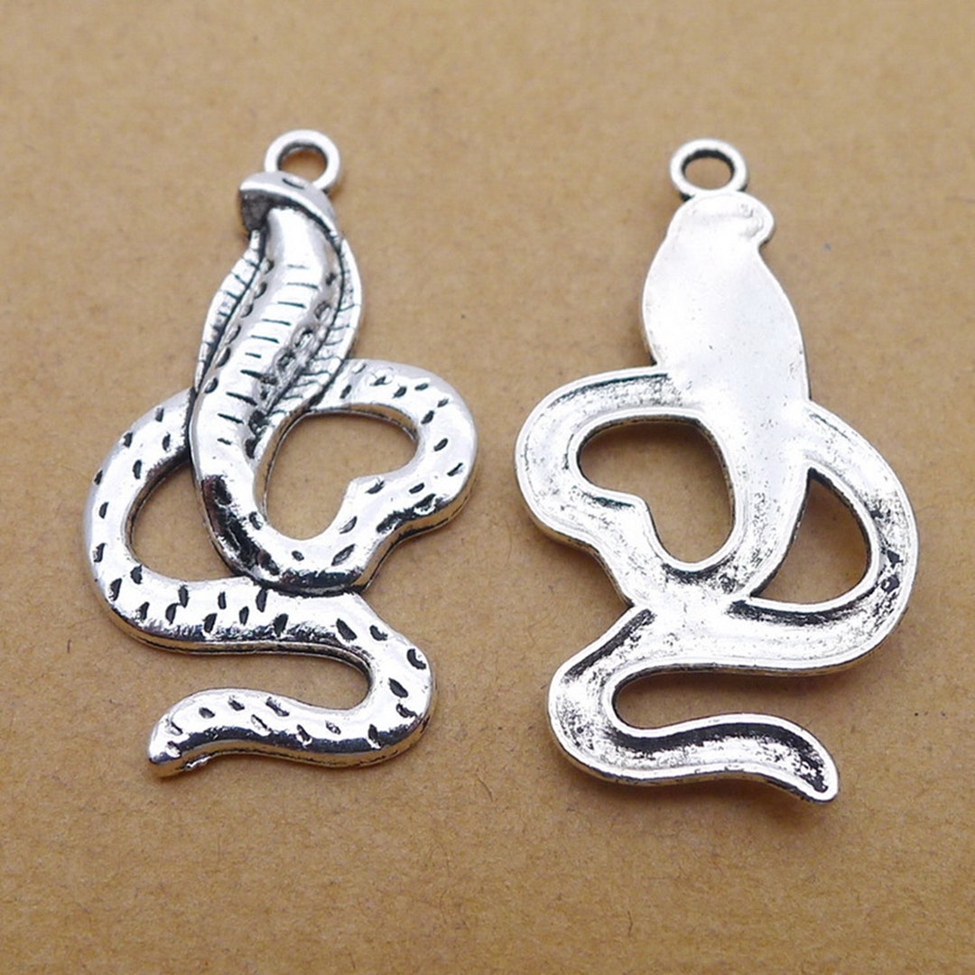 12 or 30PCS Antique Silver Cobra Snake Charm Pendant - Etsy