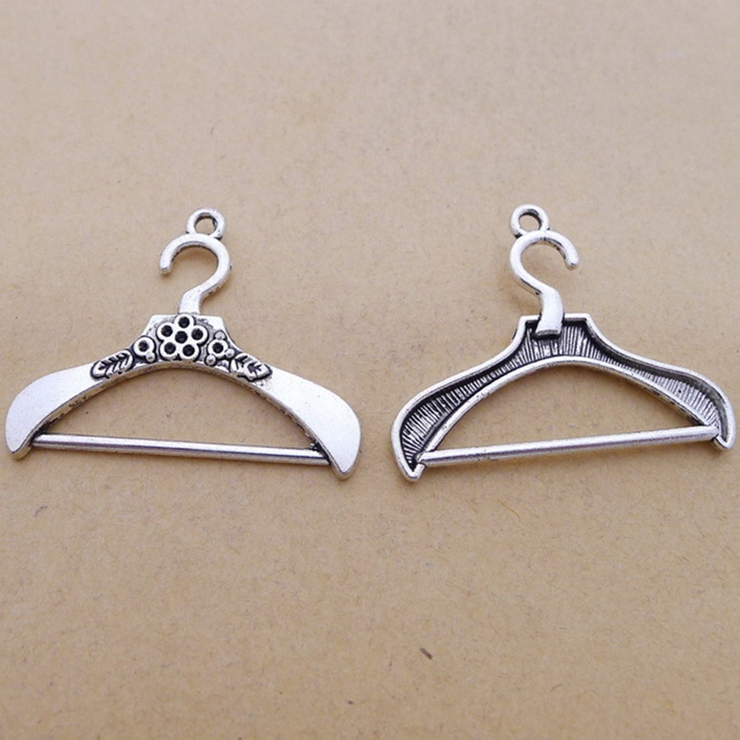 10 or 25PCS, Antique Silver Clothes Hanger Charm Pendant, Coat Hanger ...