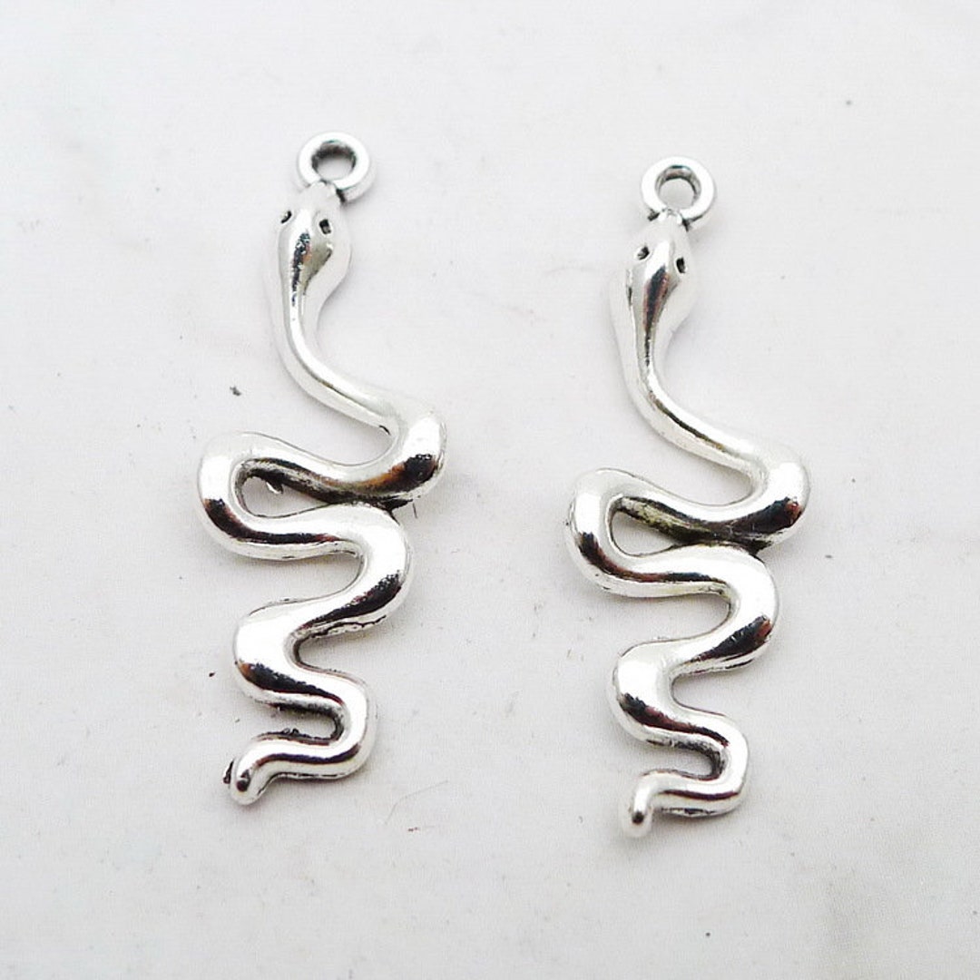 25 or 60PCS Antique Silver Snake Charm Pendant --- Reptile Charms ...