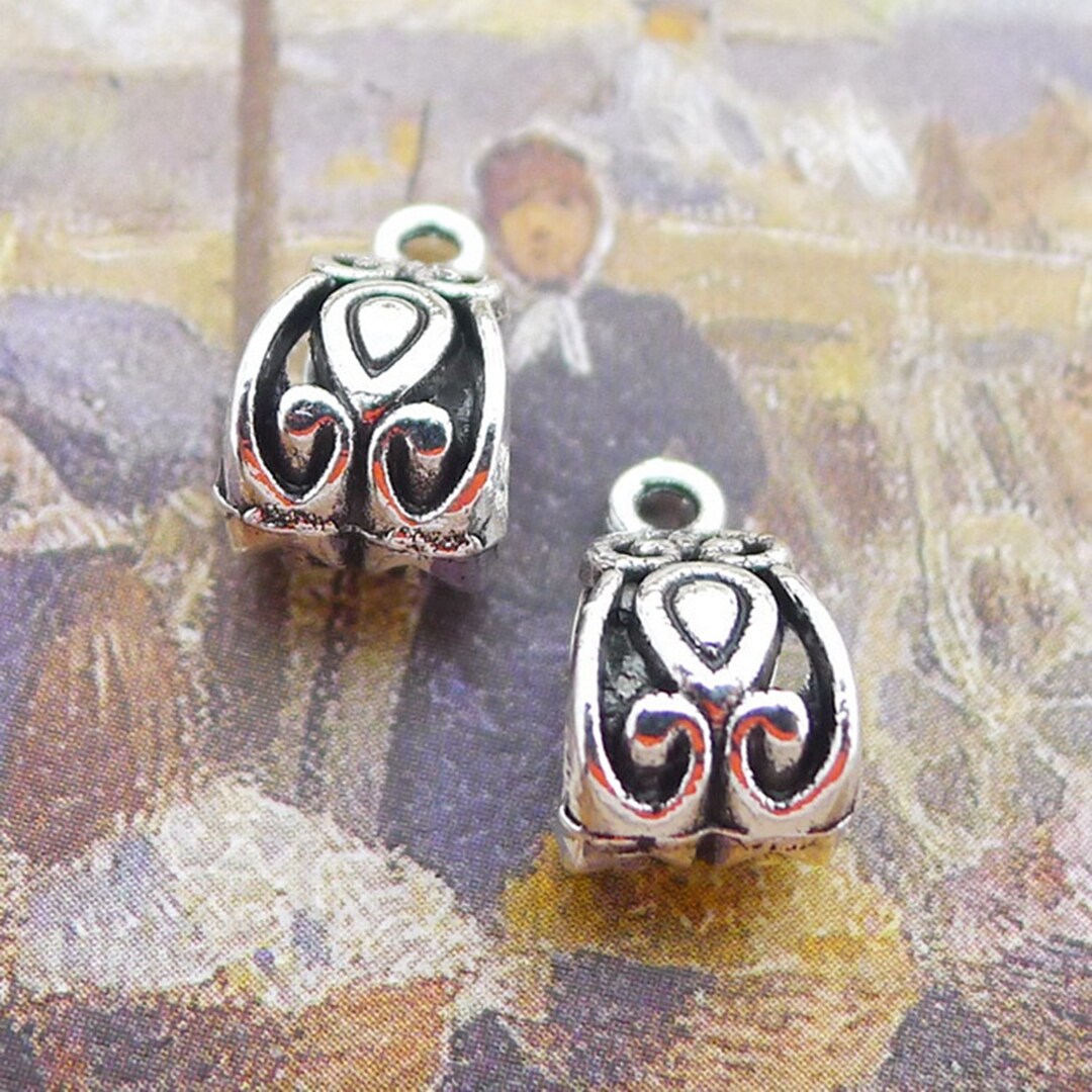 25 or 60PCS, Antique Silver Triangle Bail Connector, Pendant Charm Bail ...