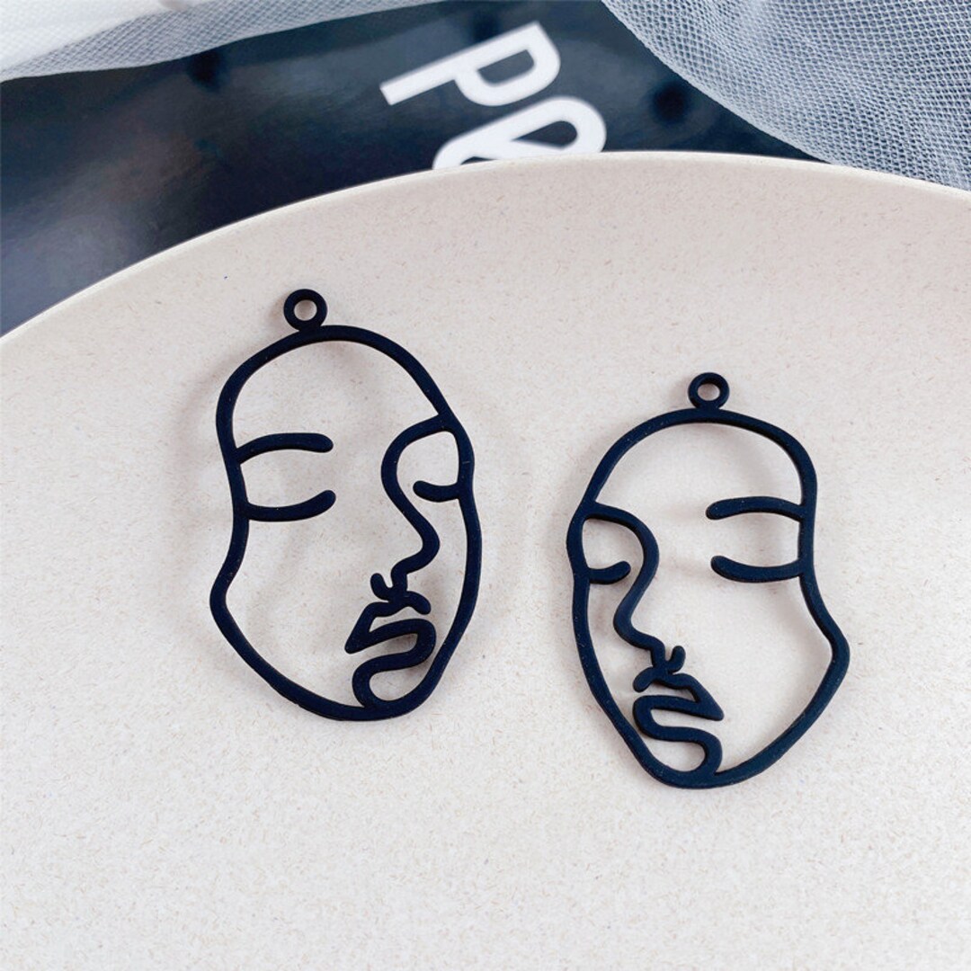 8PCS, Brass Filigree Girl Face Charm Pendant, People Portrait Charm ...