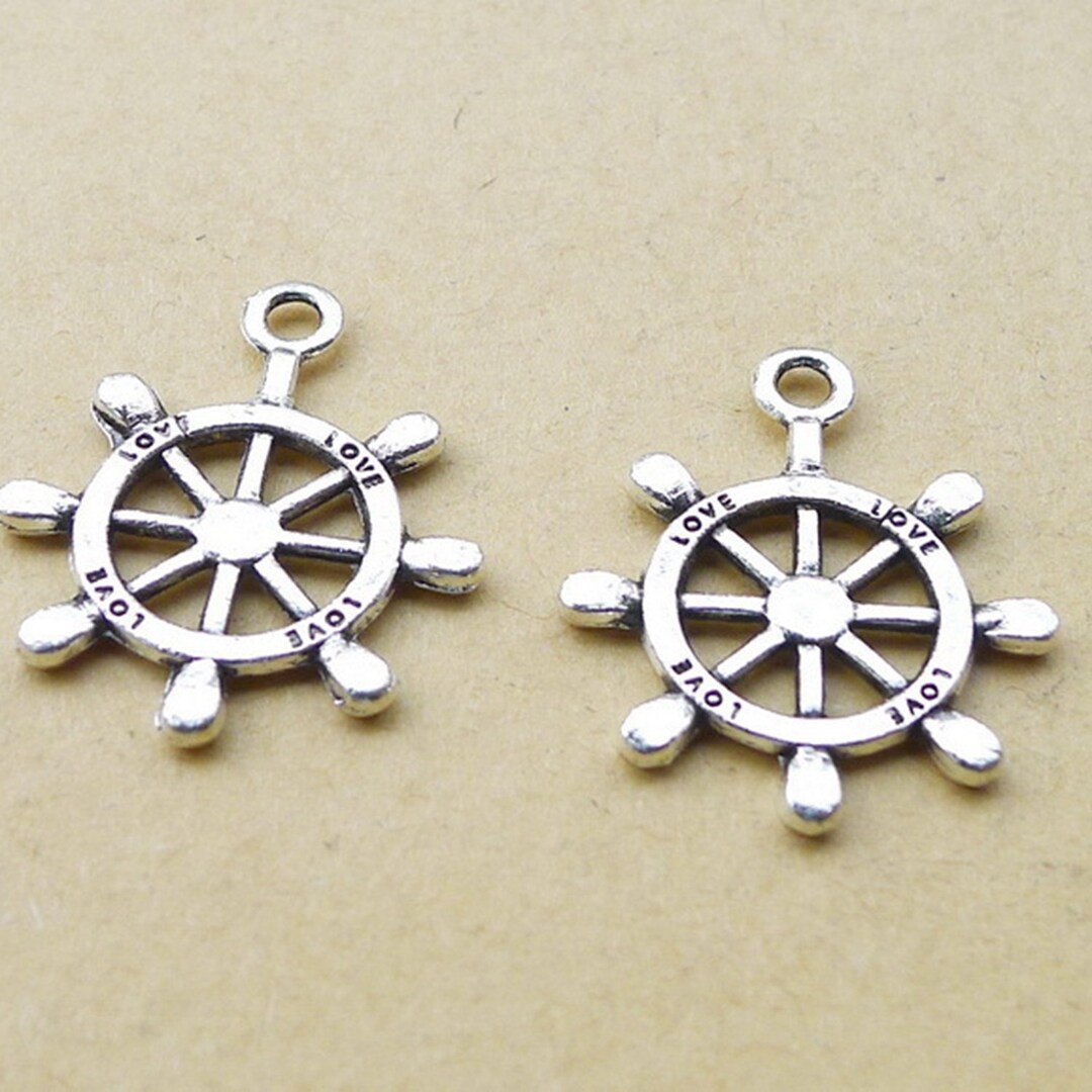 Clearance 50pcs,antique Silver Tone Boat Ship Captain WHEEL Charm ...