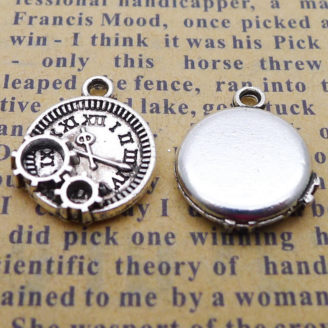 12 or 30PCS, Antique Silver CLOCK Charm Pendant Vintage Style Jewelry ...